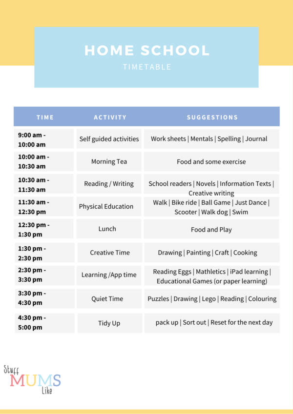 5 online activities for home schooling + FREE daily time tables - Stuff ...